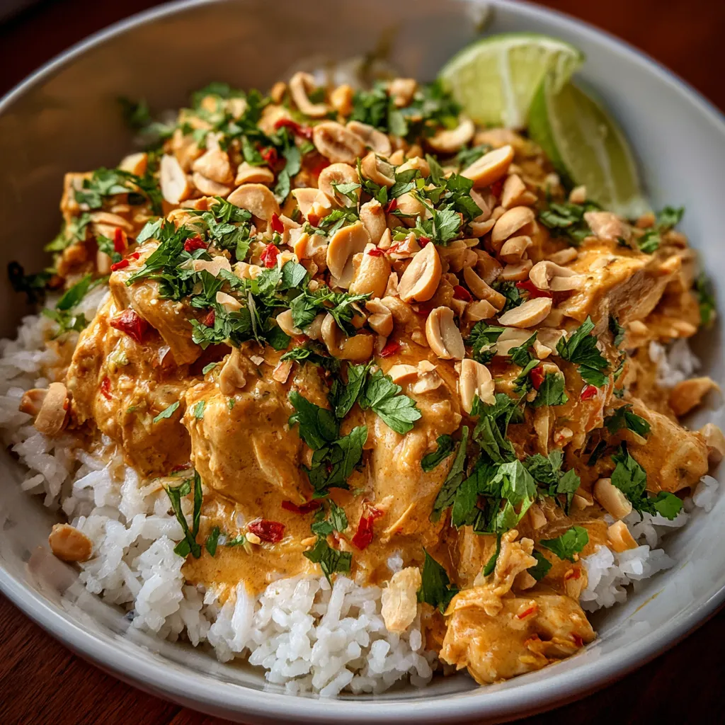 Crockpot Thai Peanut Chicken – Deliciously Easy Family Dinner - Forkful ...