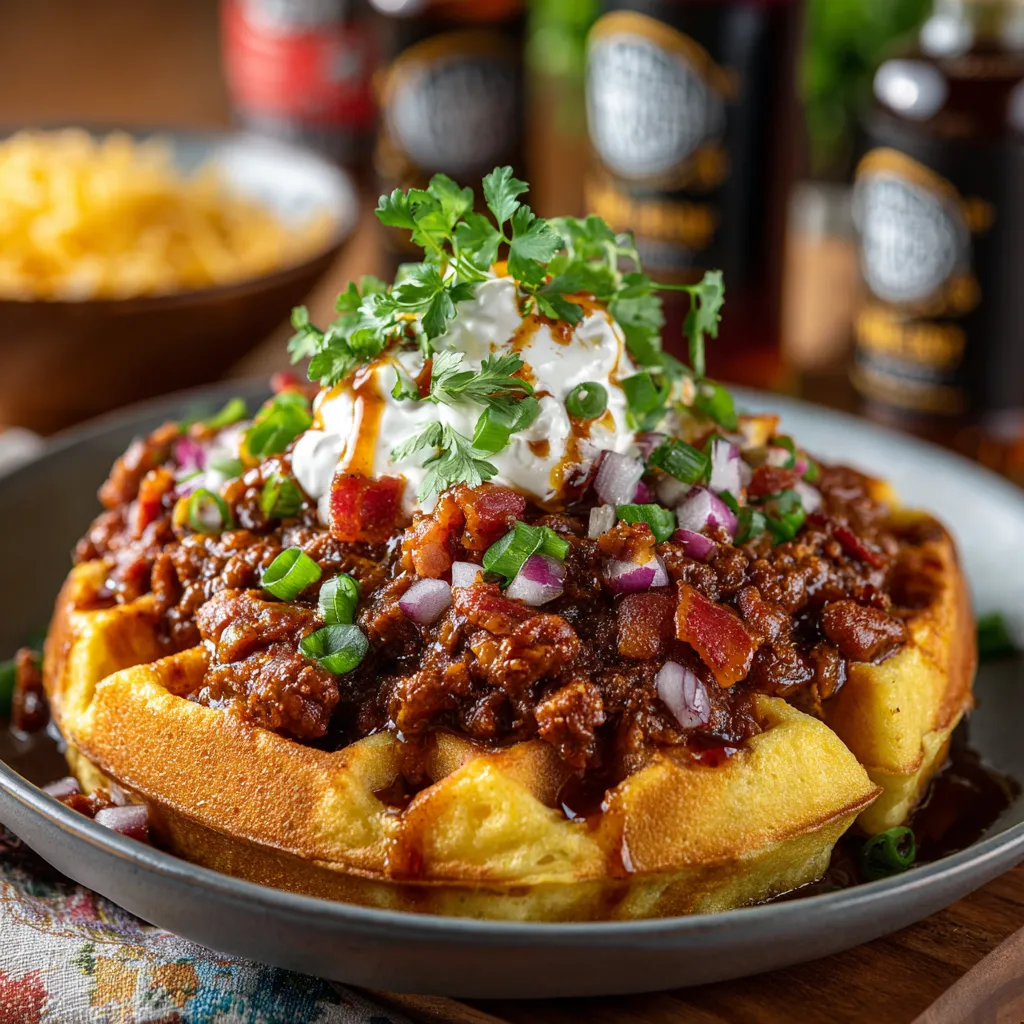 Maple Bacon Bourbon Chili On Cornbread Waffle – A Comforting Delight ...