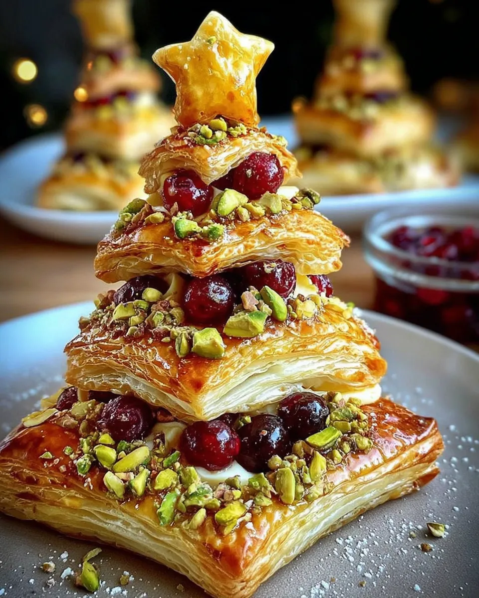 Cranberry, Camembert & Pistachio Christmas Tree Puff Pastry - Forkful ...