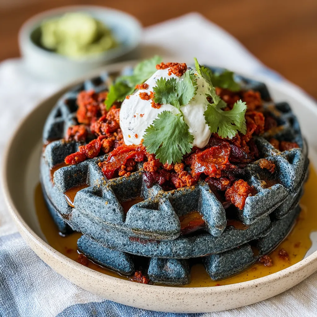Blue Corn & Chorizo Waffles - Forkful Kitchen