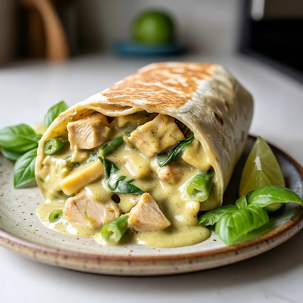 Thai Green Curry Chicken Burrito - Forkful Kitchen